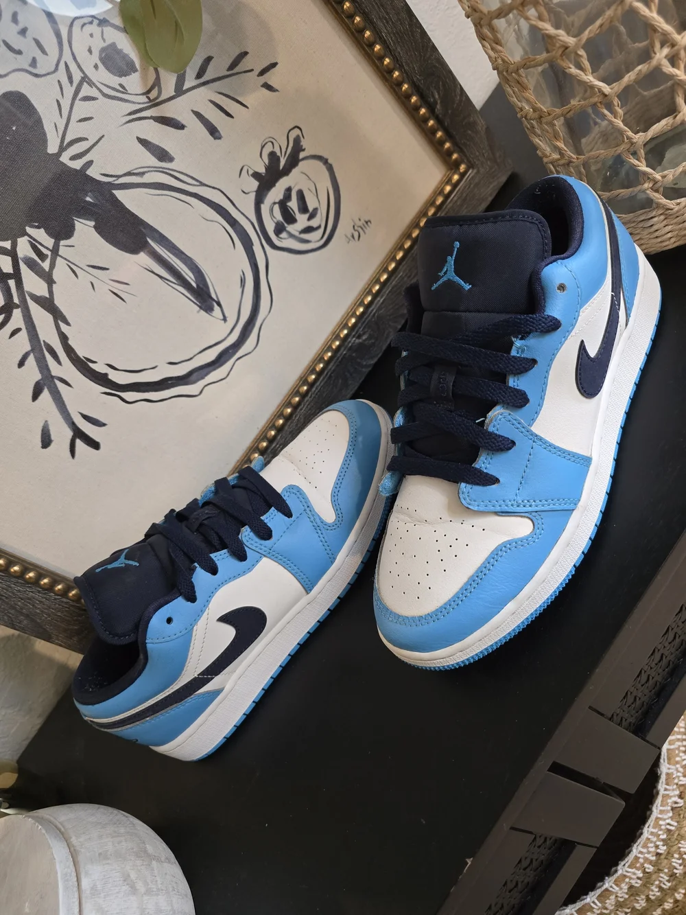 Jordan | Shoes | Nike Air Jordan Low Unc Blue White 55 Y 7 Womens ...